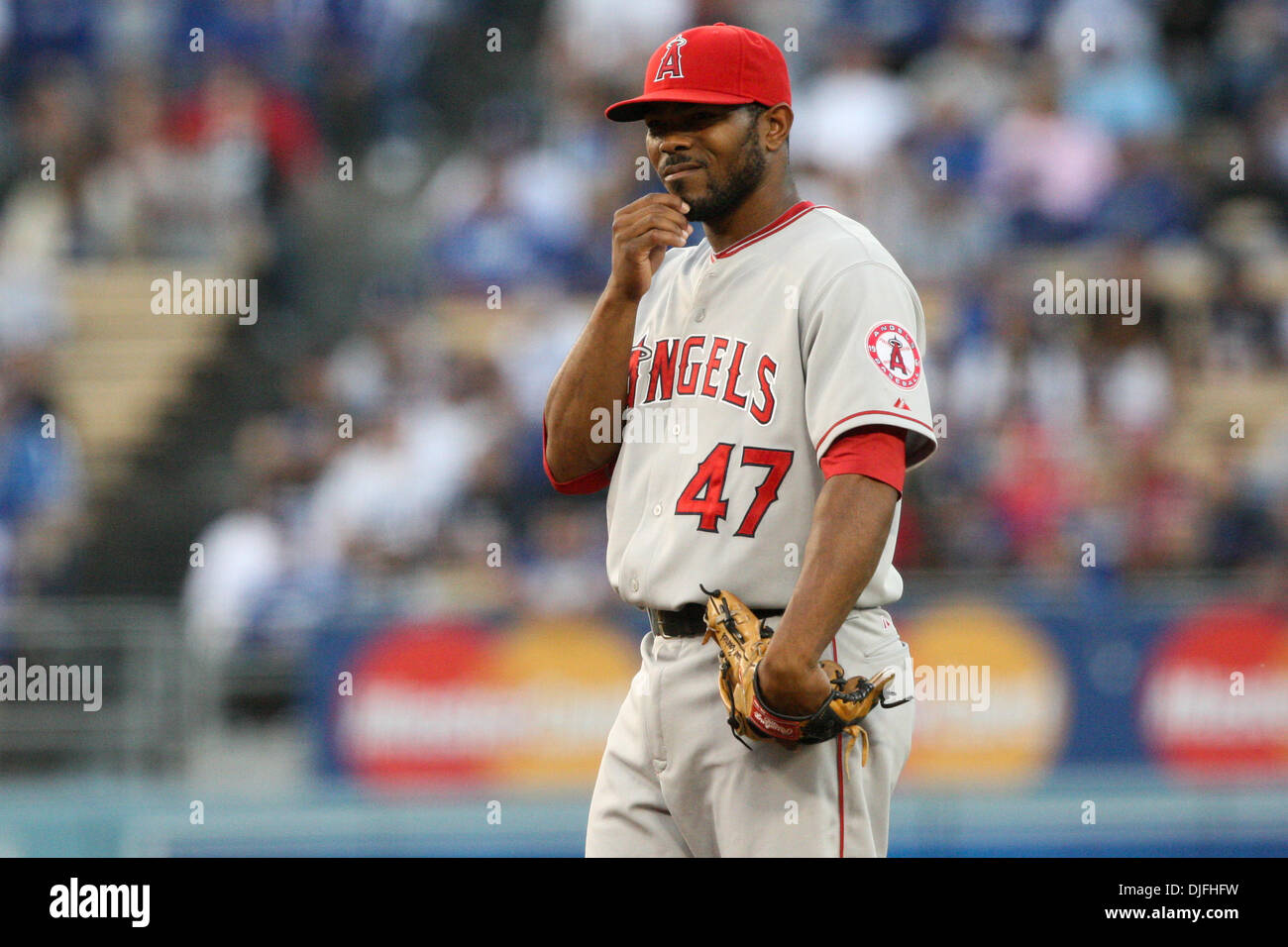 12 June 2010: Angels 2B #47 Howard Kendrick during the Angels vs ...
