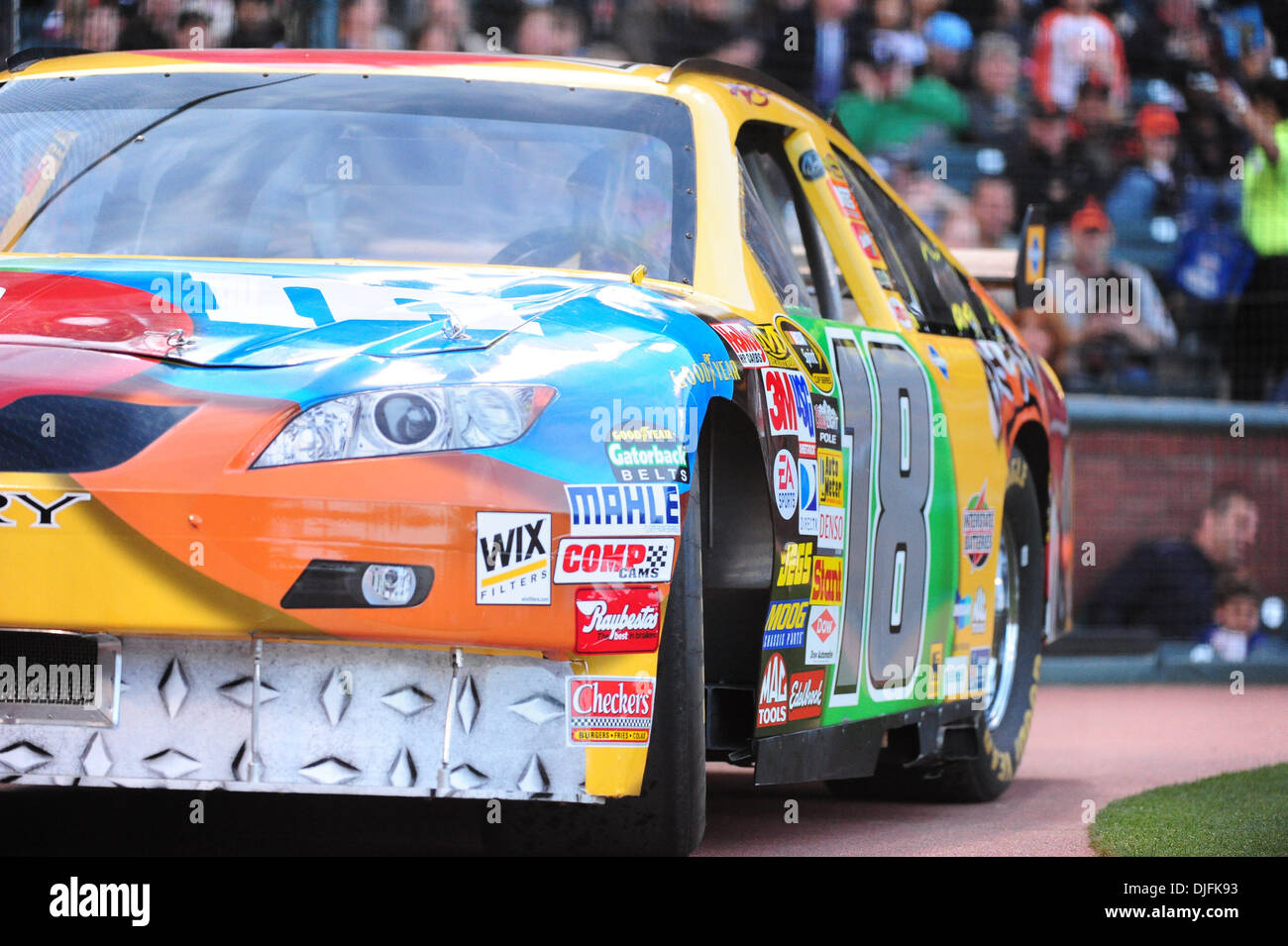 San Francisco, CA: M&Ms sponsored NASCAR #18 circles the field at AT&T ...