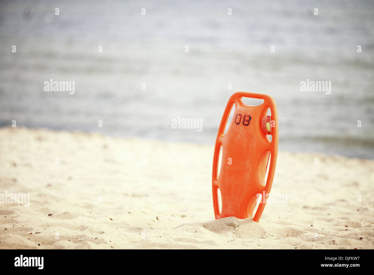 Beach life-saving. Lifeguard rescue equipment orange preserver tool ...