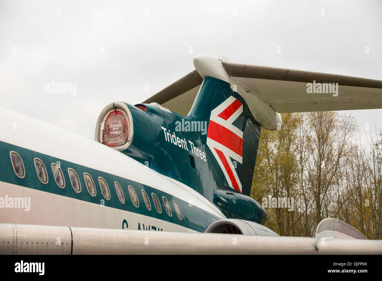 An old Trident plane at the Manchester airport viewing park, UK Stock ...