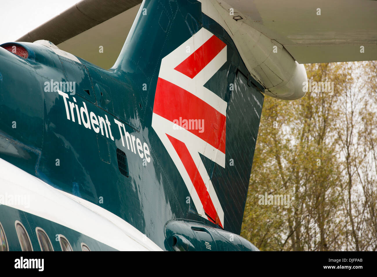 An old Trident plane at the Manchester airport viewing park, UK Stock ...