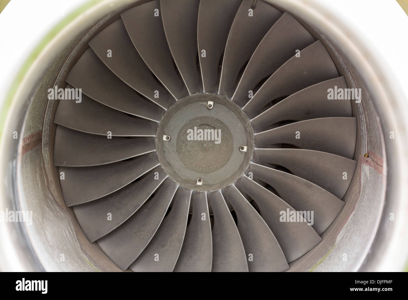 An old Avro RJX jet engine at the Manchester airport viewing park, UK ...
