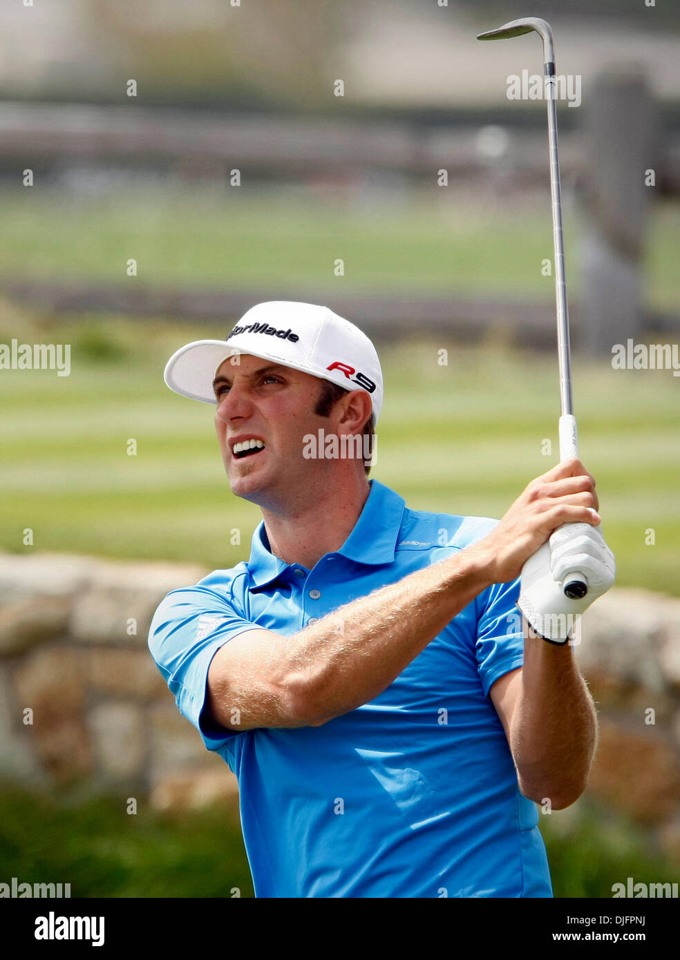 June 20, 2010 - Pebble Beach, California, U.S. - DUSTIN JOHNSON reacts ...