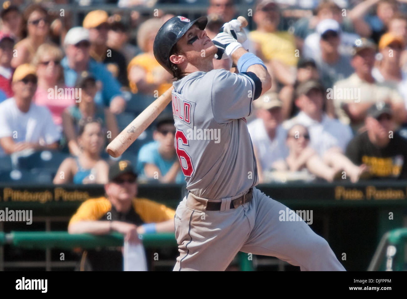 20 June 2010: Cleveland Indians second baseman Jason Donald (16) fouls ...