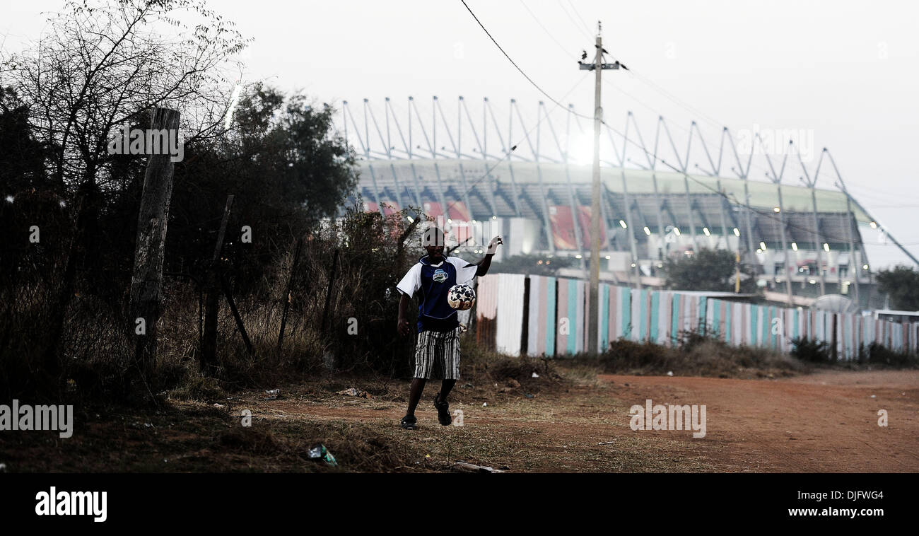 June 26, 2010 - Rustenburg, South Africa - Children play football near ...