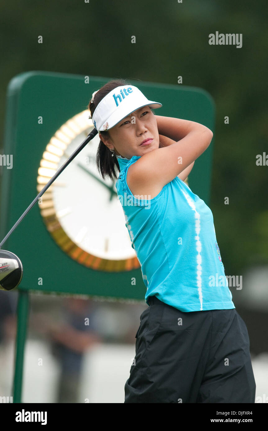 Golfer Soo-Yun Kang hits her tee shot on the 1st hole during the final ...