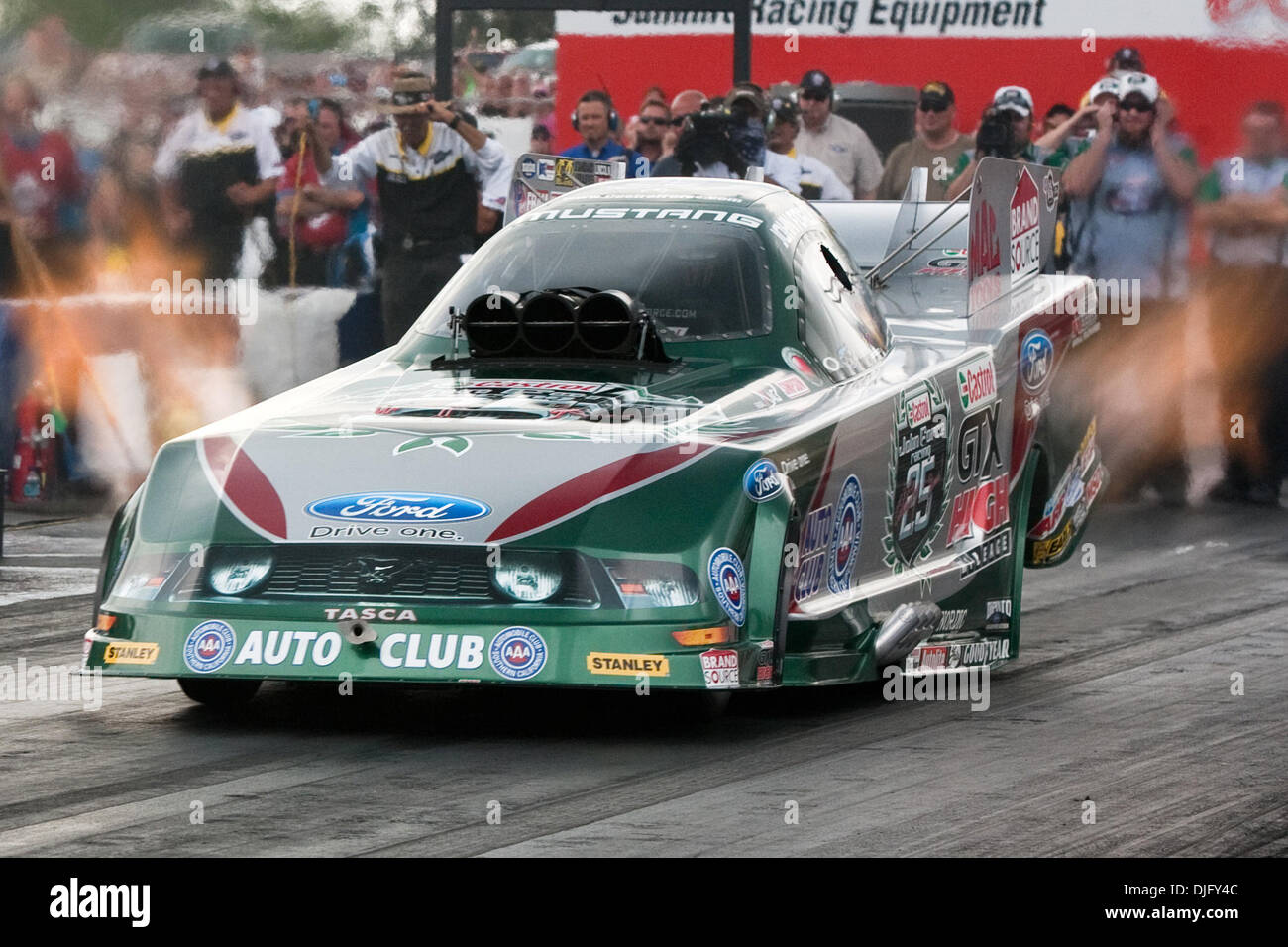 27 June 2010: John Force (#9 Castrol GTX Mustang) races in the Funny ...