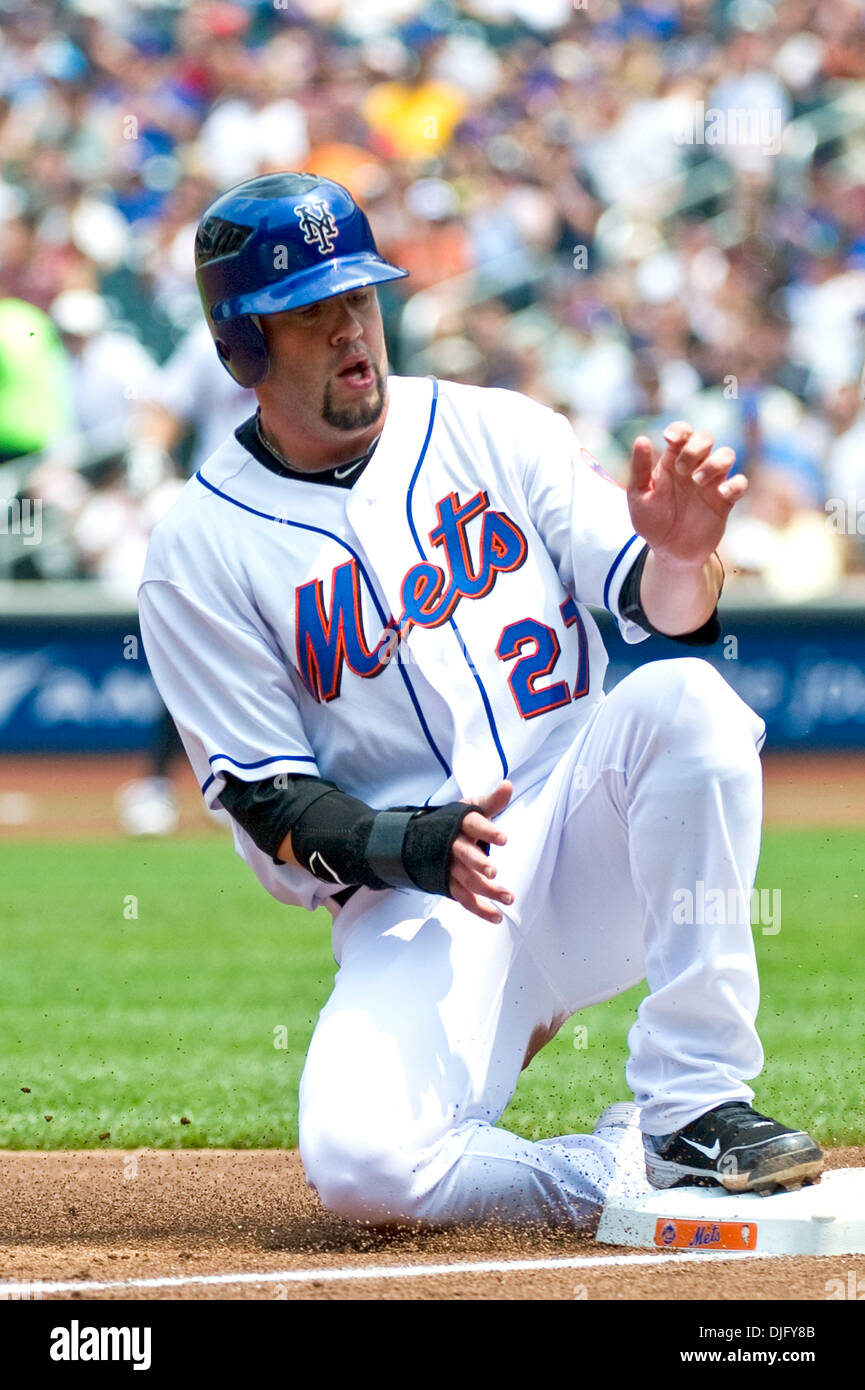 Mets catcher Rod Barajas #21 slides into third base, during the ...