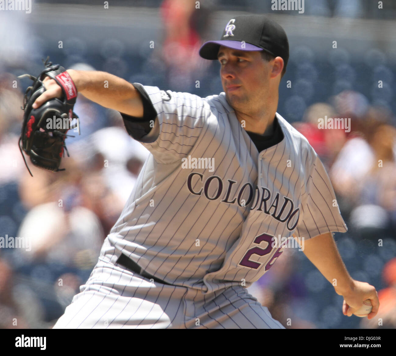 June 30, 2010 - The Rockies' pitcher Jeff Francis delivers a pitch to ...