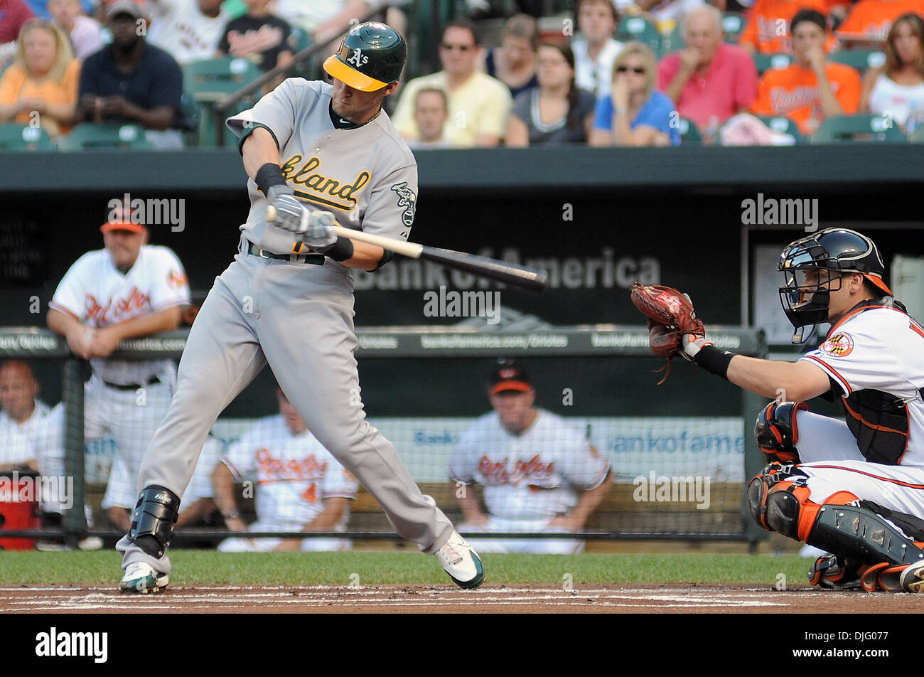30 June 2010: Oakland Athletics first baseman Daric Barton (10) makes a ...