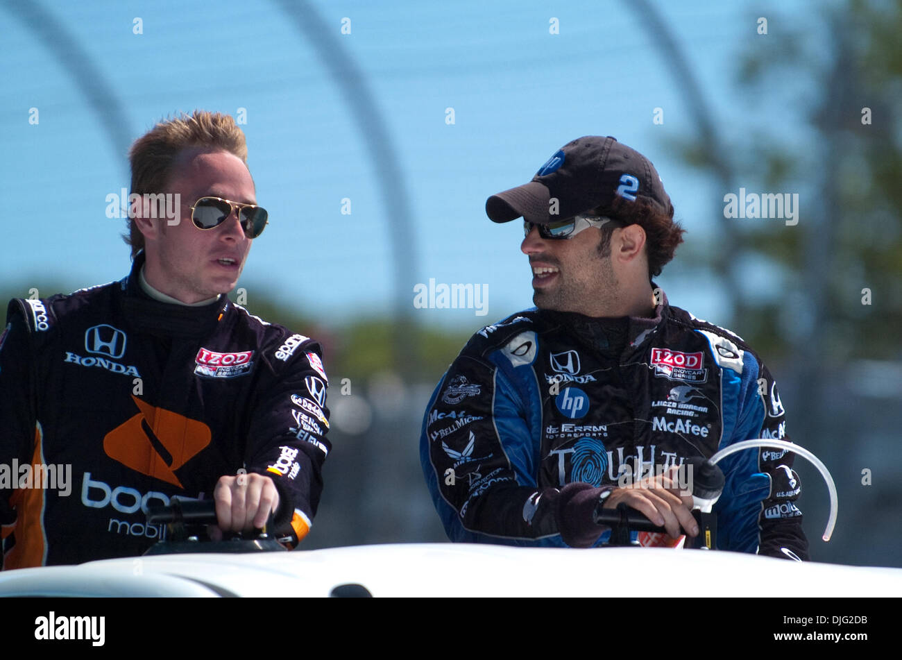 Drivers Adam Carroll (left) and Raphael Matos (right) in the pre-race ...