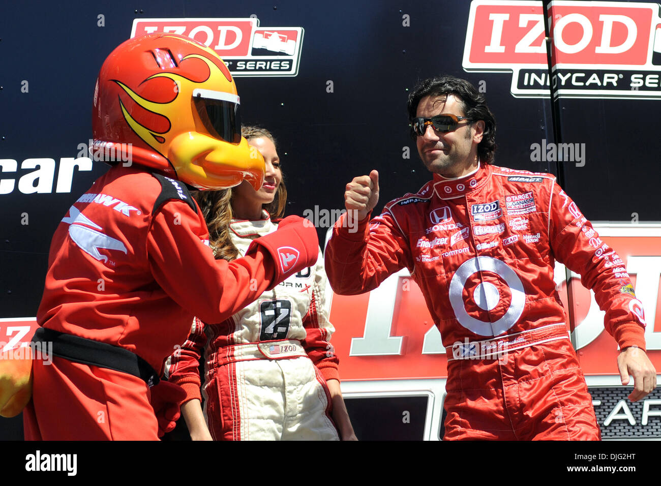 Indy 500 champion Dario Franchitti (right) fist bumps the Firestone ...