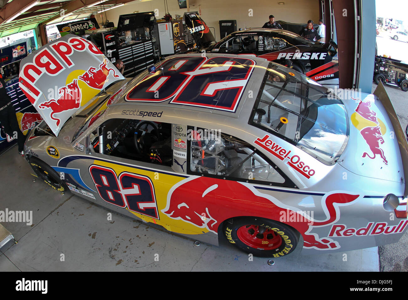 Scott Speed car #82 garage before the start of the NASCAR Lifelock.com ...