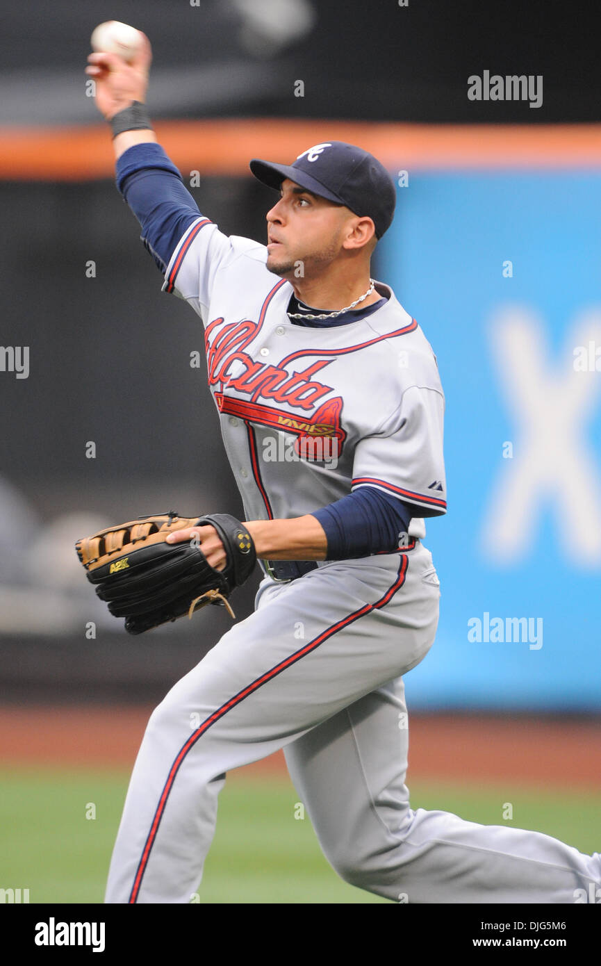 10 July, 2010: Atlanta Braves right fielder Omar Infante (4) throws the ...