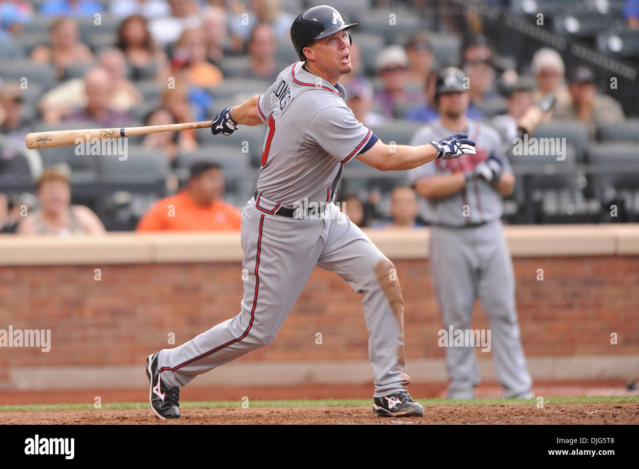 10 July, 2010: Atlanta Braves third baseman Chipper Jones (10) bats ...