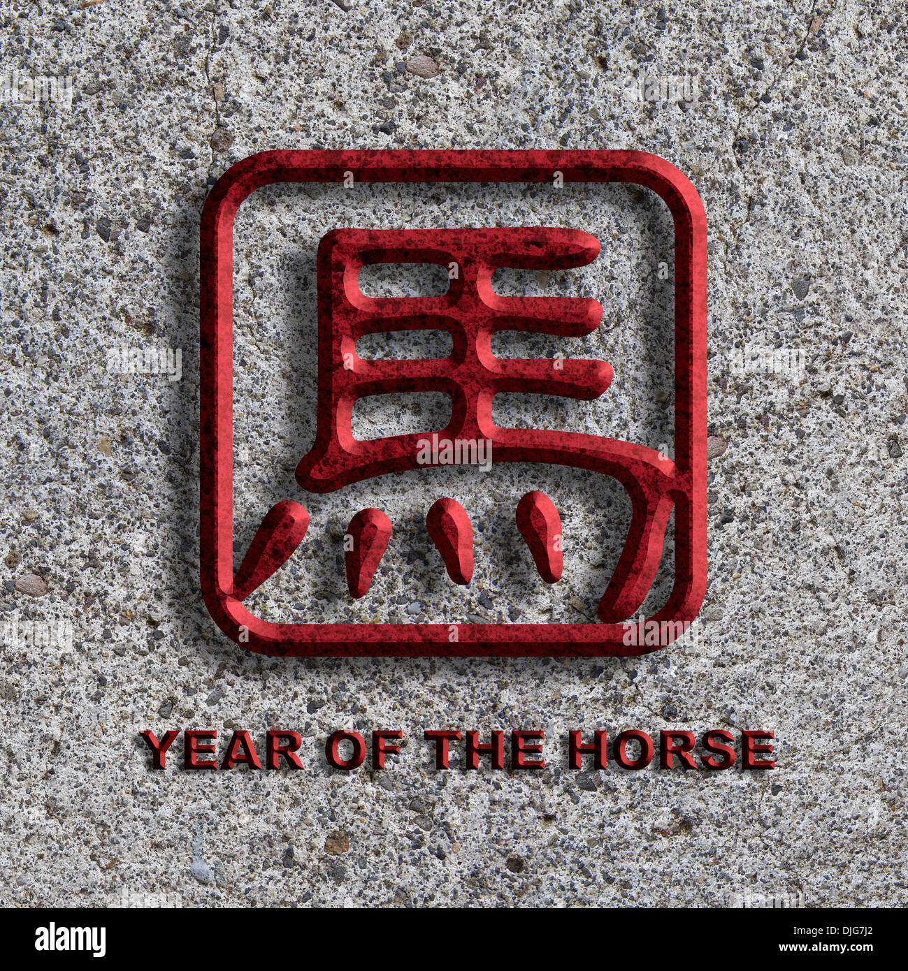 2014 Chinese Text Horse Symbol Chop on Stone Texture Background ...