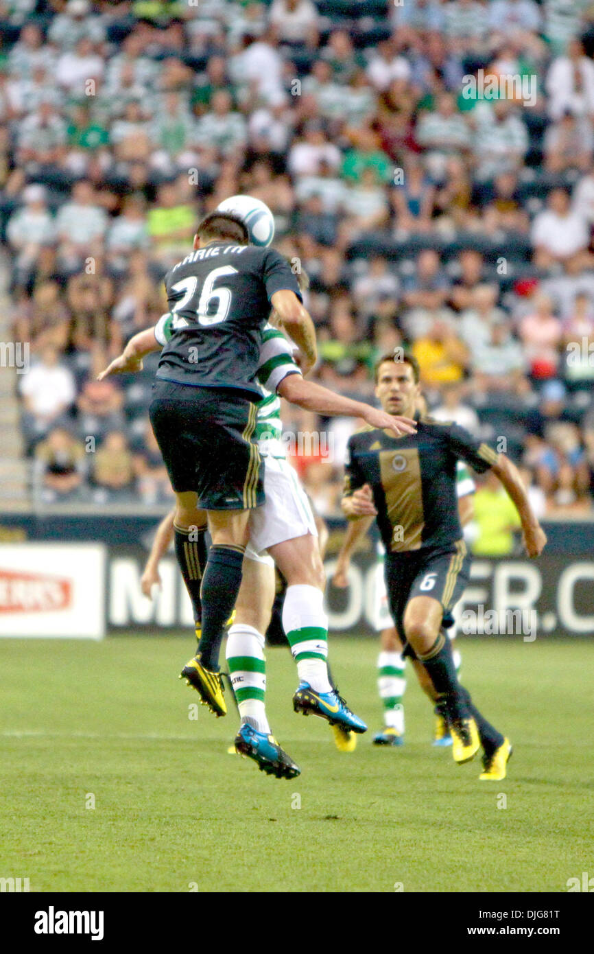 Philadelphia Union defender Cristian Arrieta (#26) heads the ball over ...