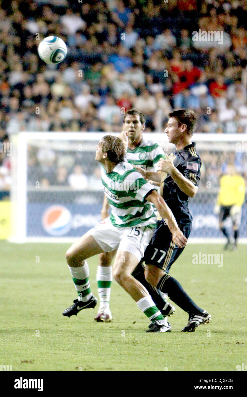 Philadelphia Union forward J.T. Noone (#17) goes up against Celtic FC ...
