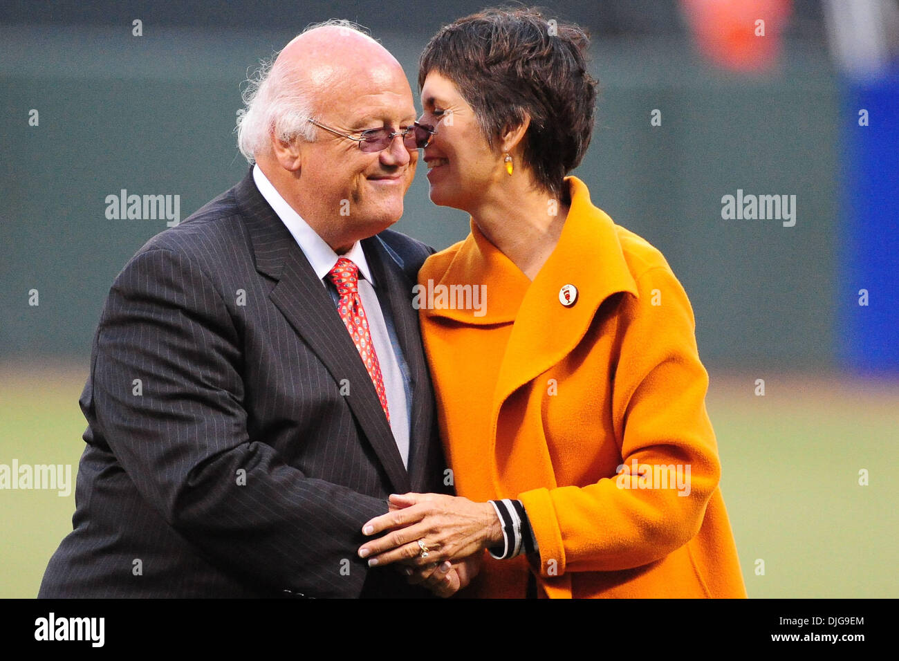 San Francisco, CA: San Francisco announcer Jon Miller and his wife as ...