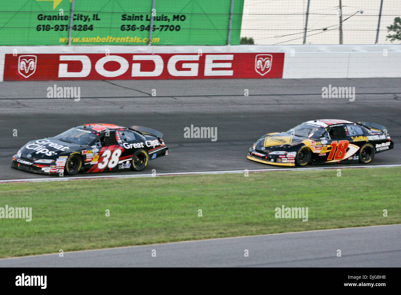 17 July 2010:Jason Leffler (#38, Great Clips, Ford) & Brad Coleman (#18 ...