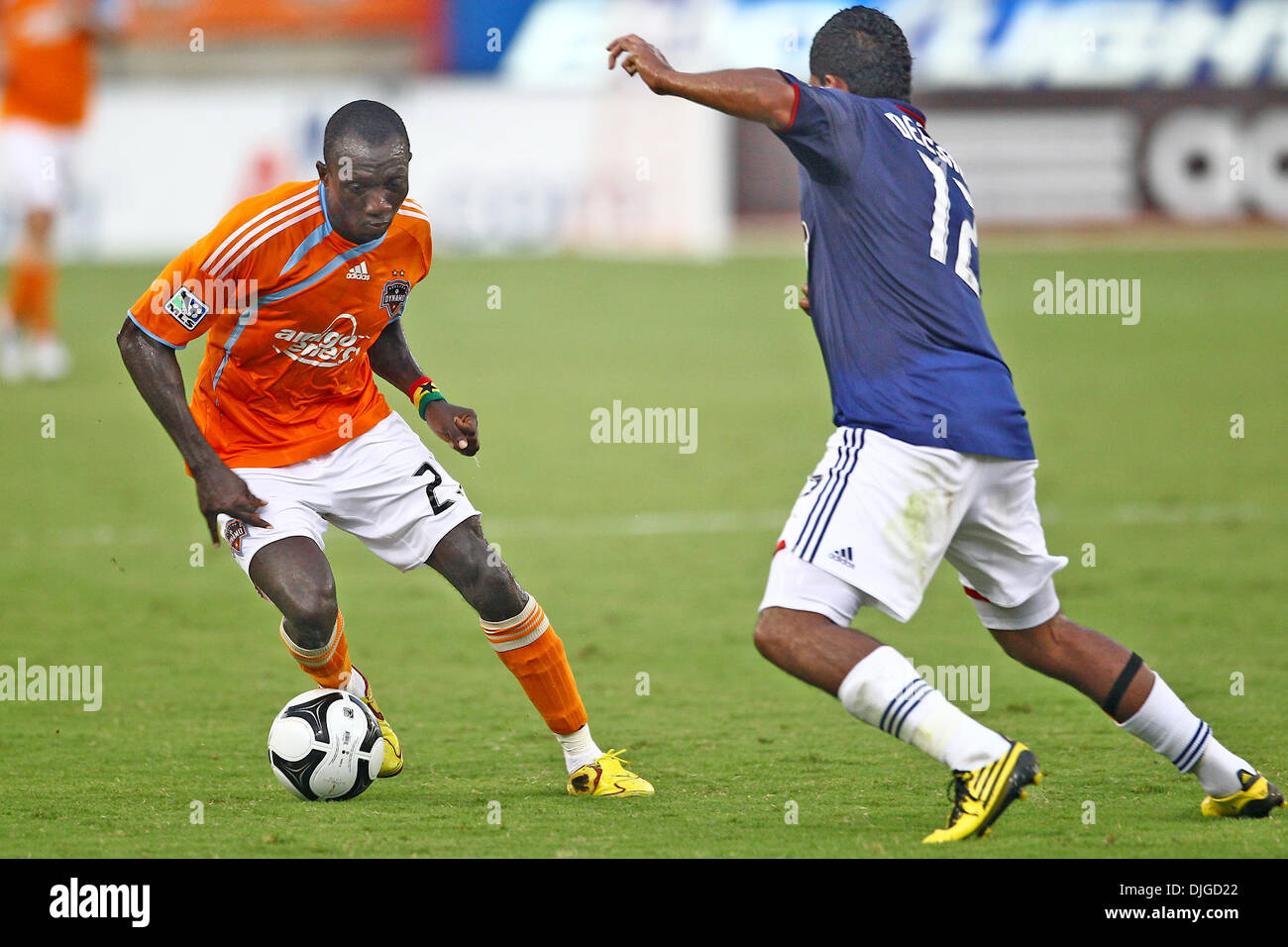 Dominic Oduro (#23) Forward for the Houston Dynamo havigates around ...