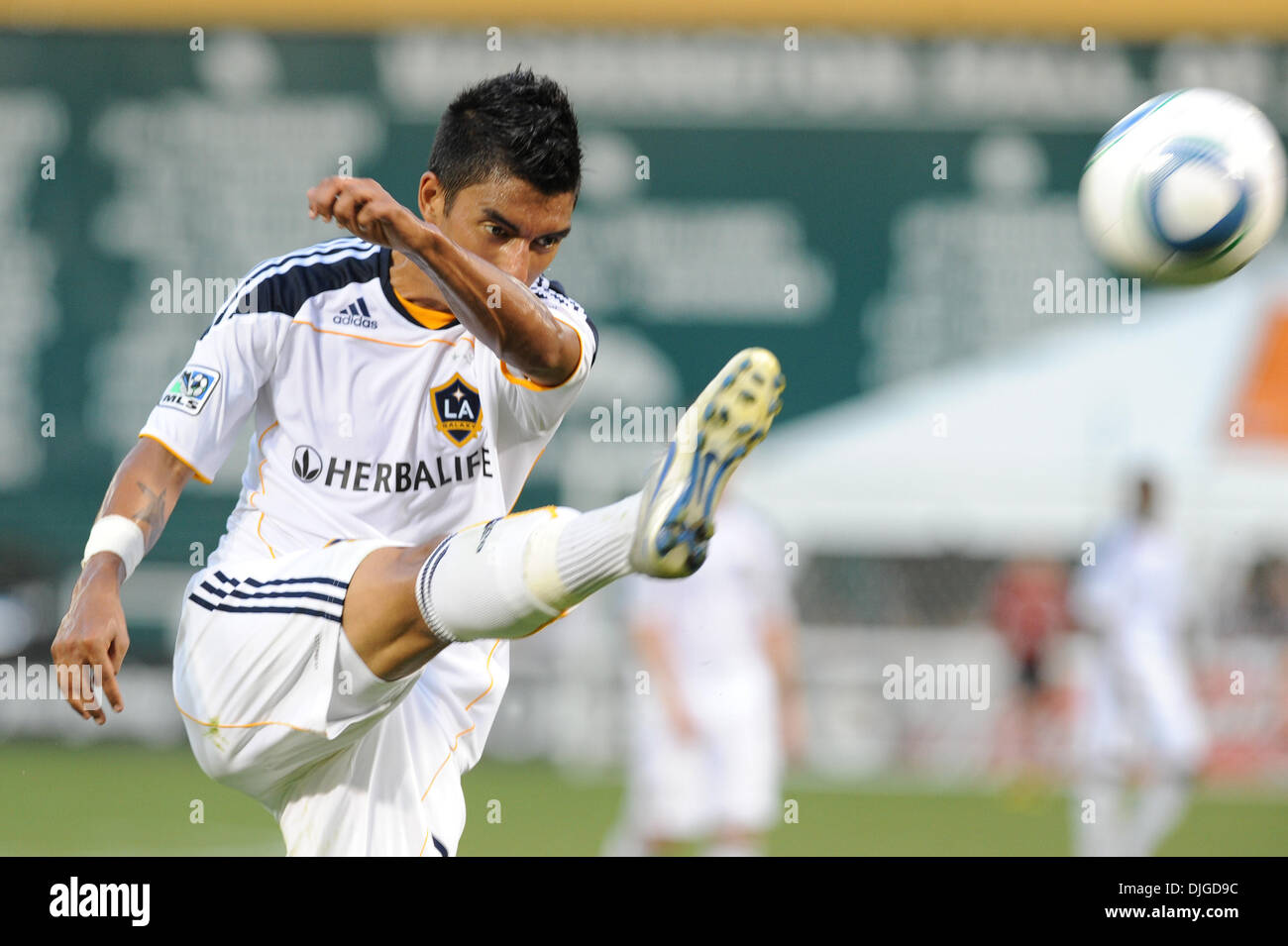 18 July 2010: LA Galaxy's defender A. J. DeLaGarza (20) makes a pass ...