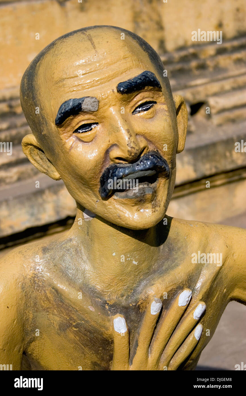 A beautiful Buddhist statue depicting a thin man is on display at a ...