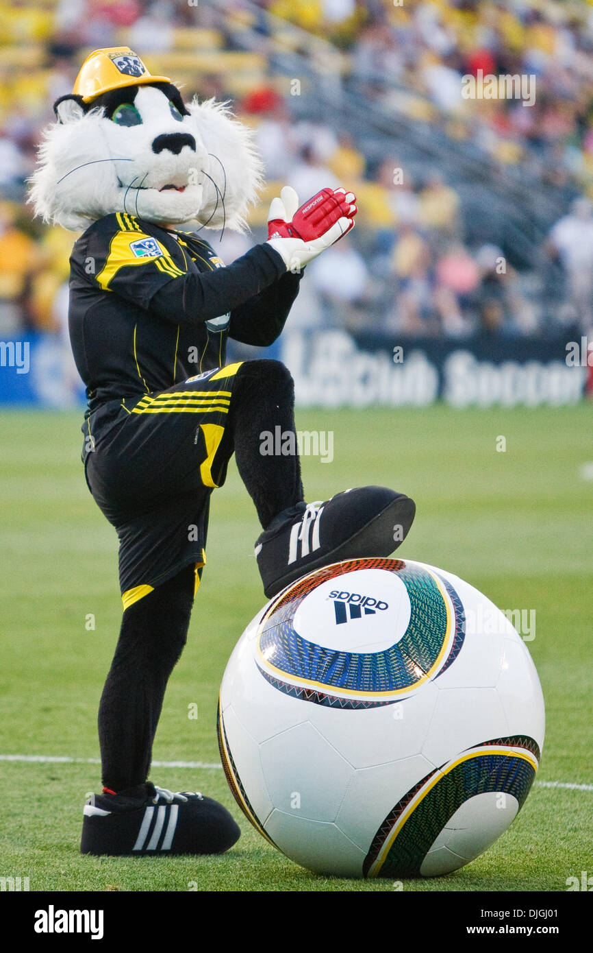 Crew mascot ''Crew Cat'' strikes a pose during half-time activities ...