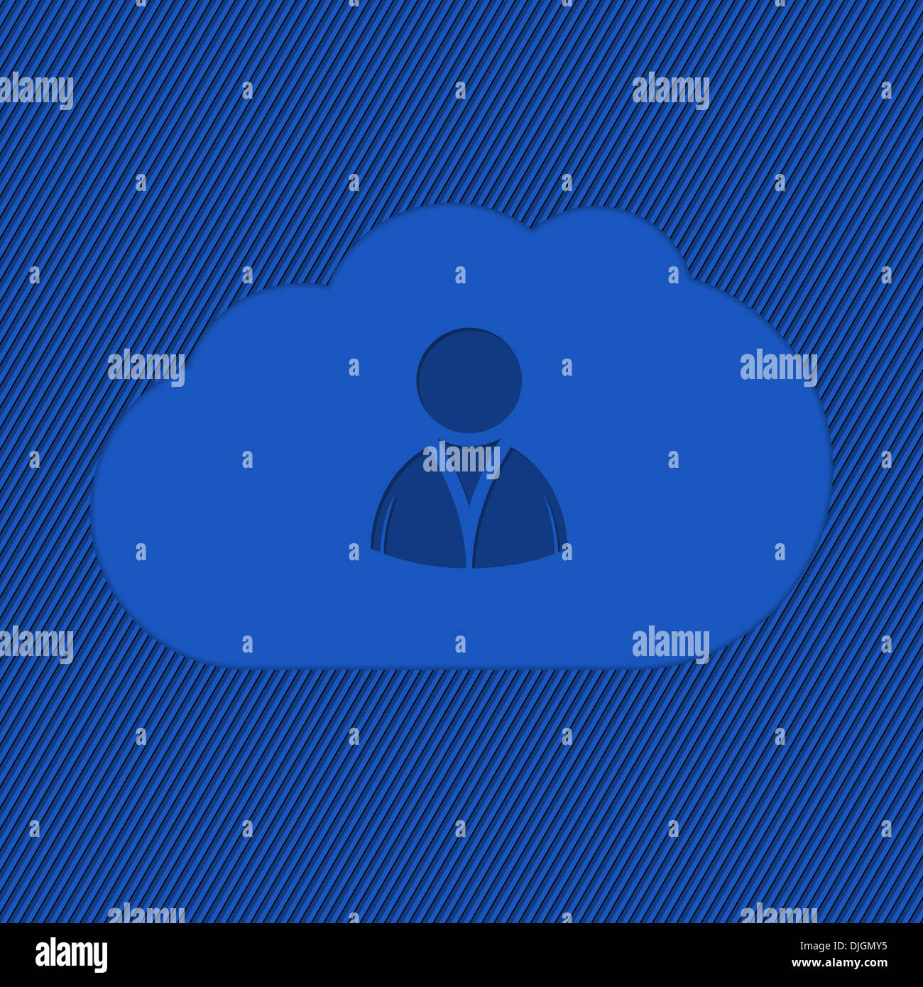 Cloud network icon with striped blue background Stock Photo - Alamy
