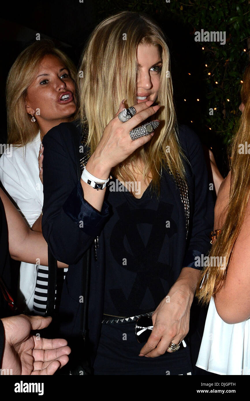 Fergie aka Stacy Ferguson meets with fans outside Mr Chow after eating ...