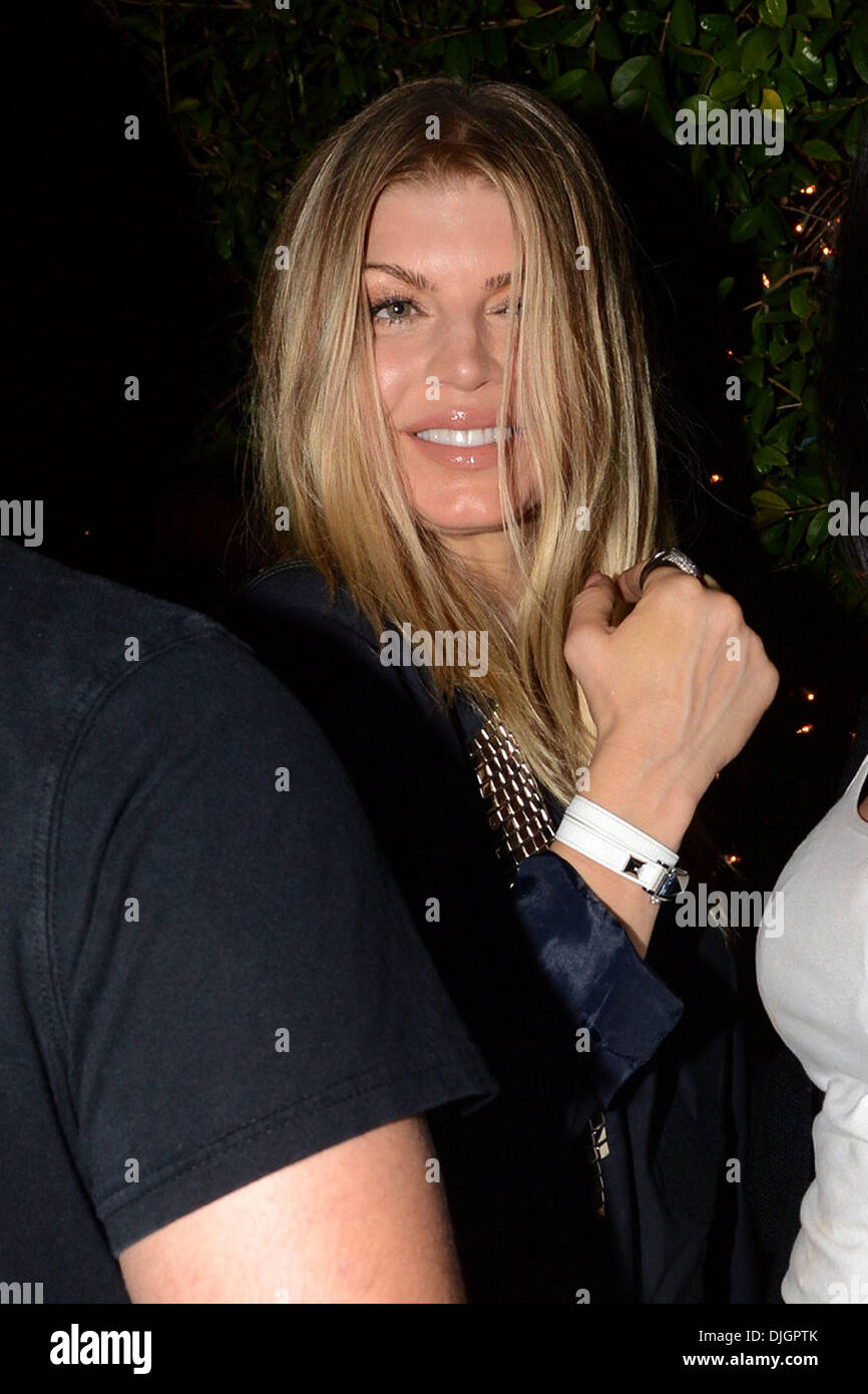 Fergie aka Stacy Ferguson meets with fans outside Mr Chow after eating ...