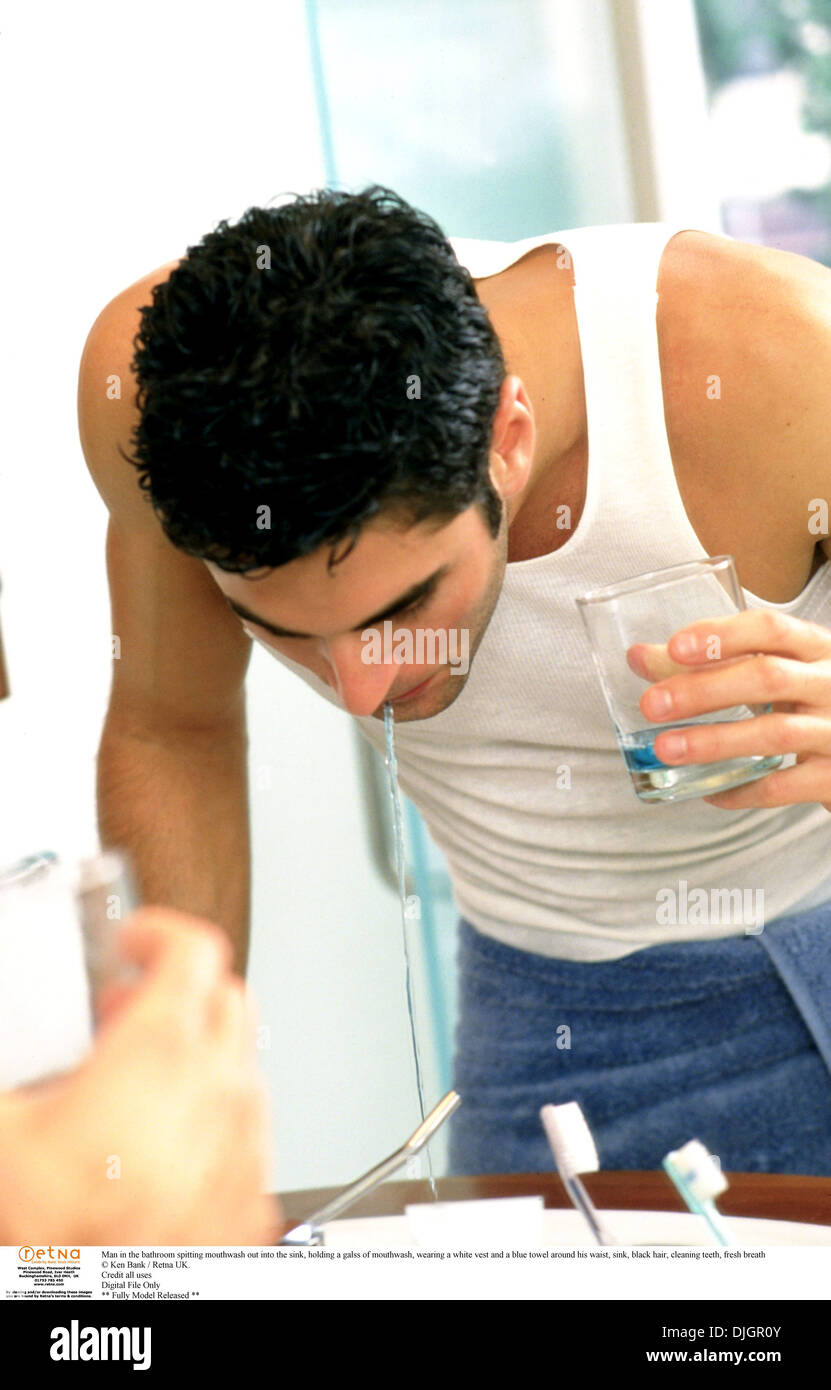 Man Rinsing with Mouth Wash Stock Photo - Alamy