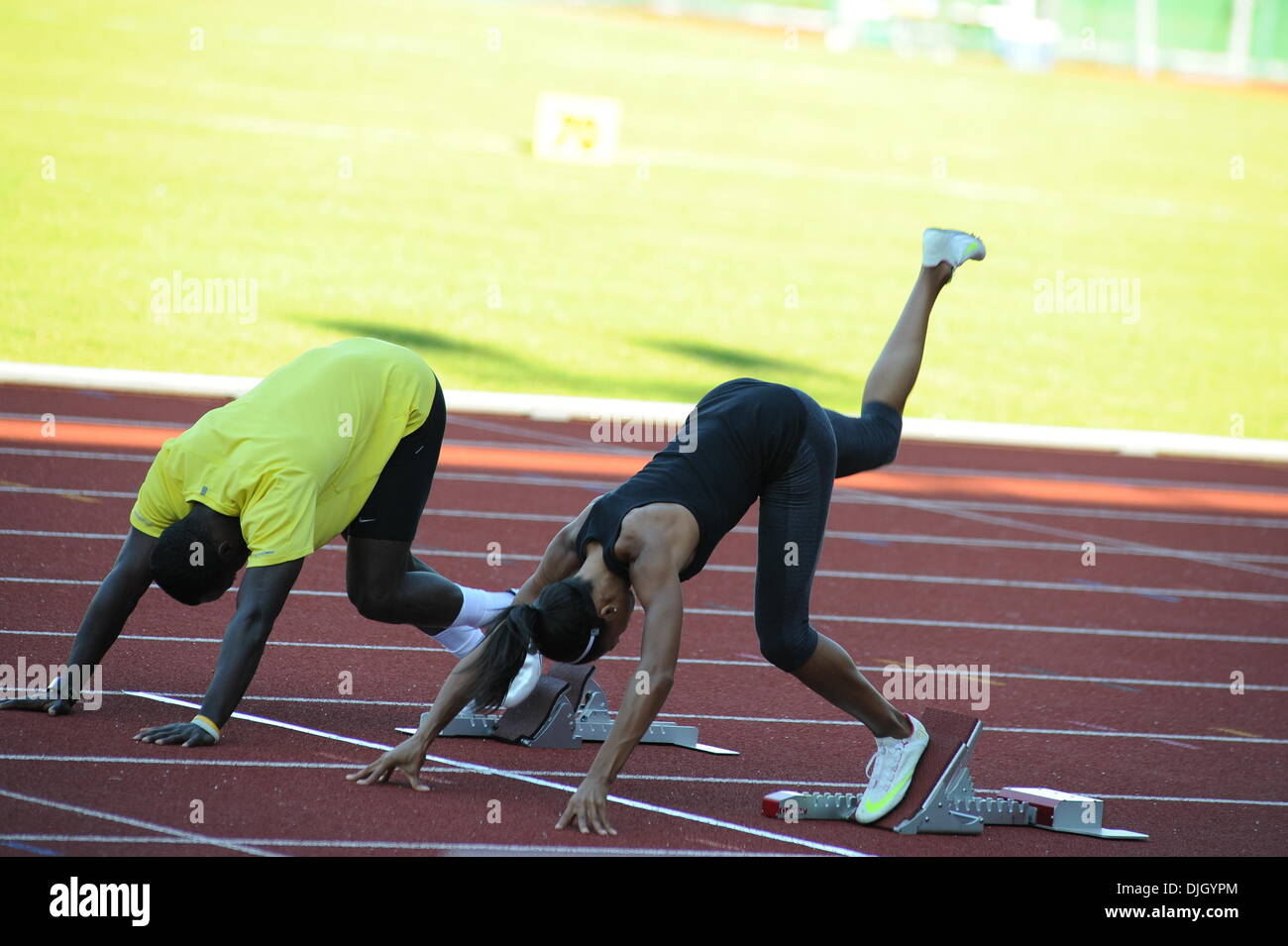 The USA Olympic Track and Field team train at Alexander Stadium, Perry ...