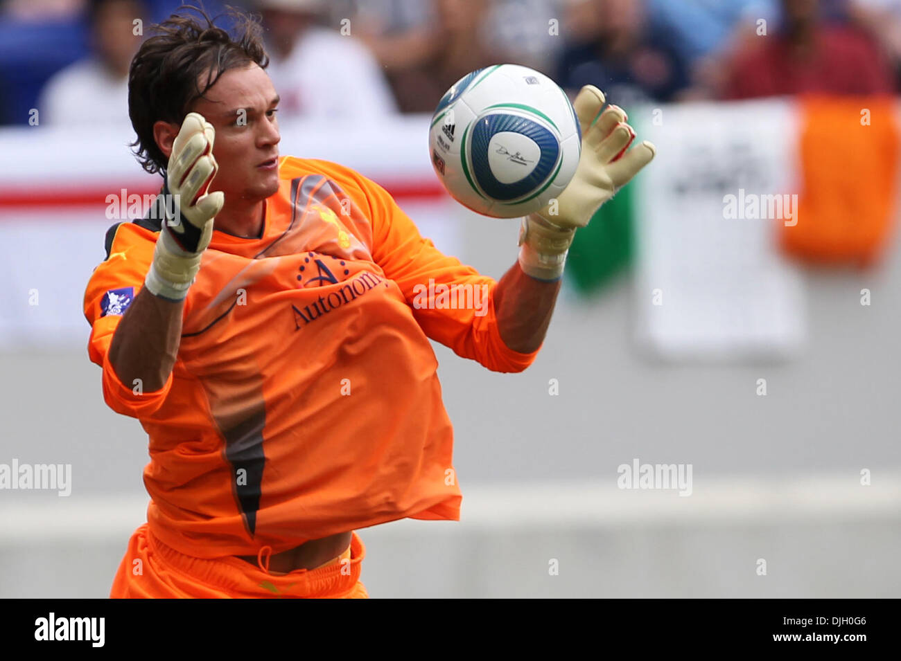25 July 2010: Tottenham Hotspur goalkeeper David Button (#35) grabs one ...