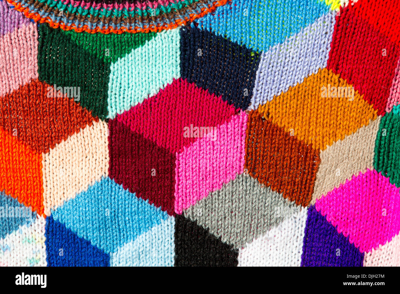 Coloured knitted squares hi-res stock photography and images - Alamy