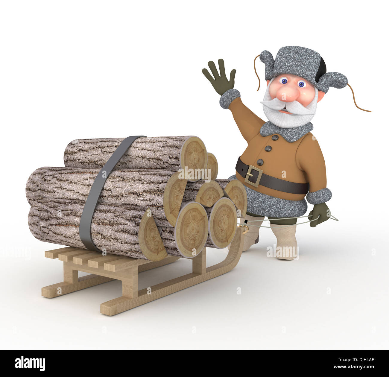 Preparation of firewood for the winter in the coniferous wood Stock ...