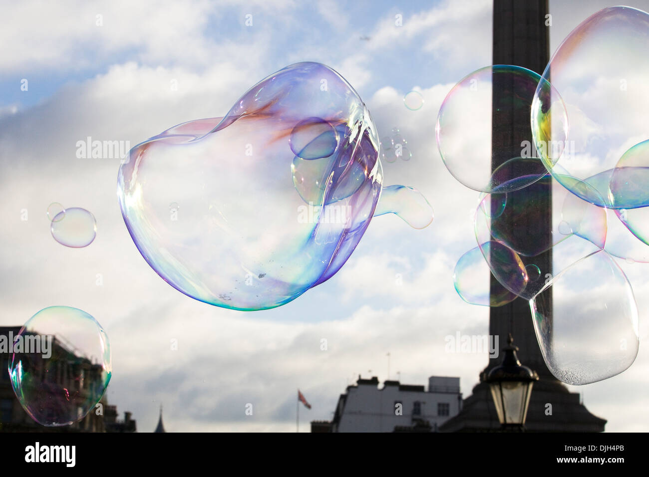 Gigantic bubbles blown on the streets of London England Stock Photo - Alamy