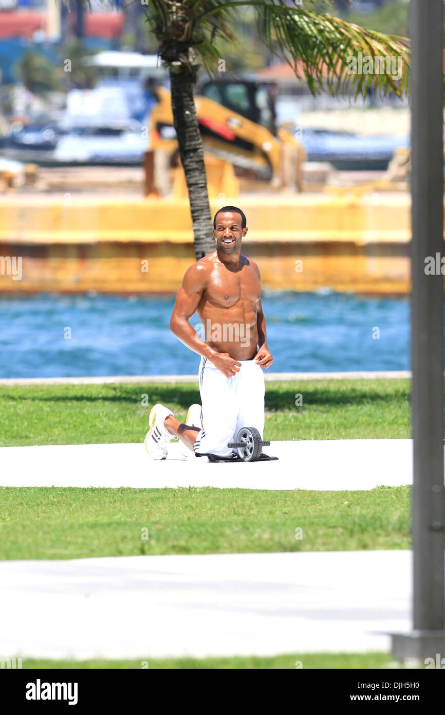 Craig David endures an intense workout on beach in Miami Miami Florida ...