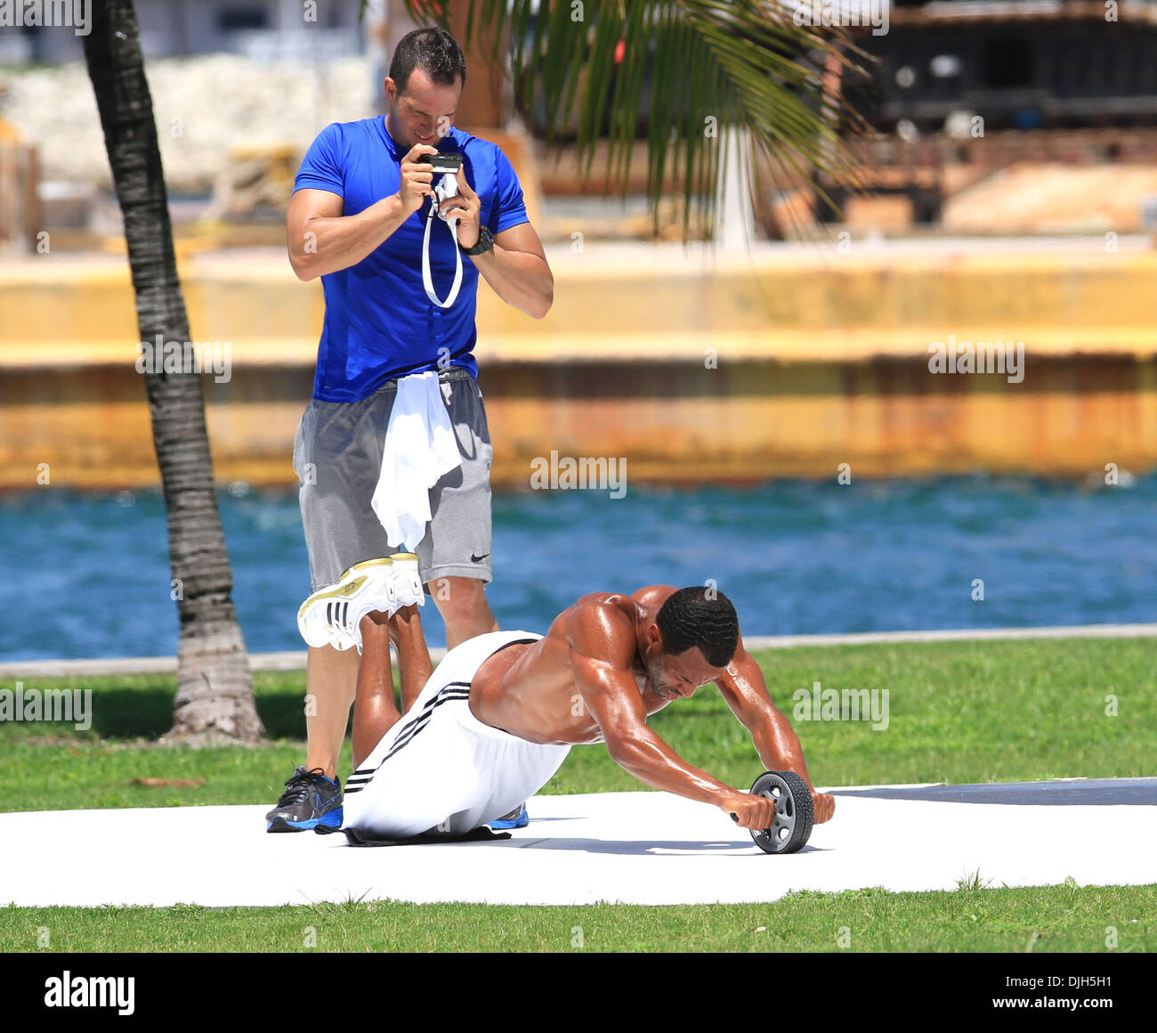 Craig David endures an intense workout on beach in Miami Miami Florida ...