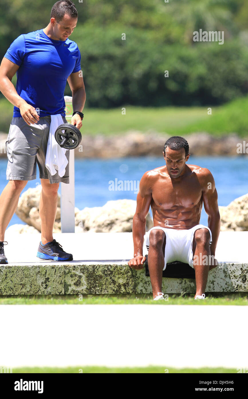 Craig David endures an intense workout on beach in Miami Miami Florida ...