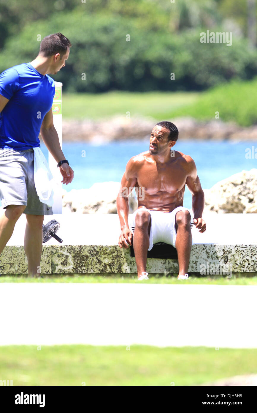 Craig David endures an intense workout on beach in Miami Miami Florida ...