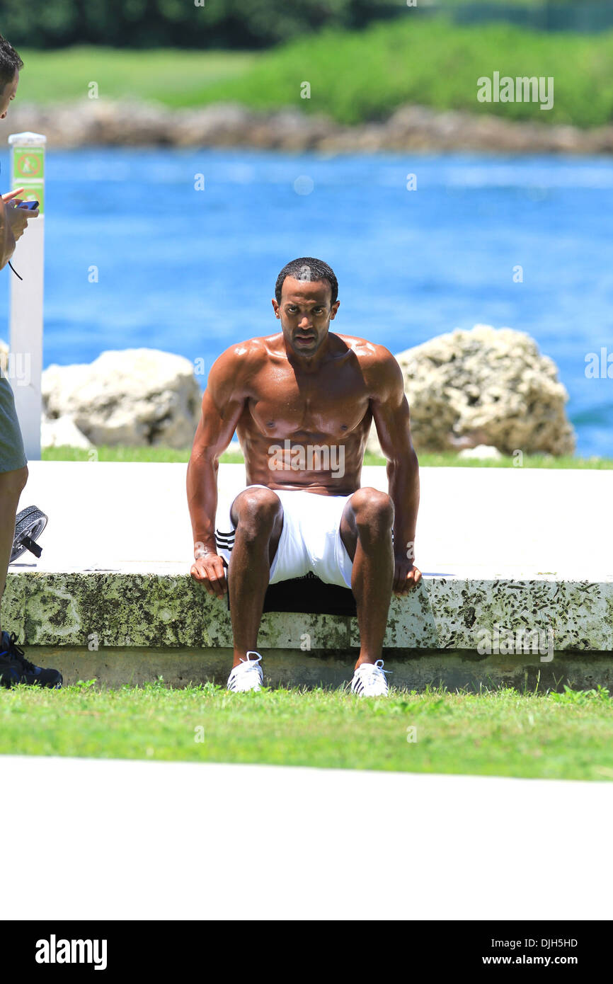 Craig David endures an intense workout on beach in Miami Miami Florida ...