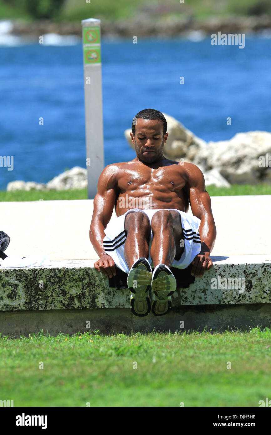 Craig David endures an intense workout on beach in Miami Miami Florida ...