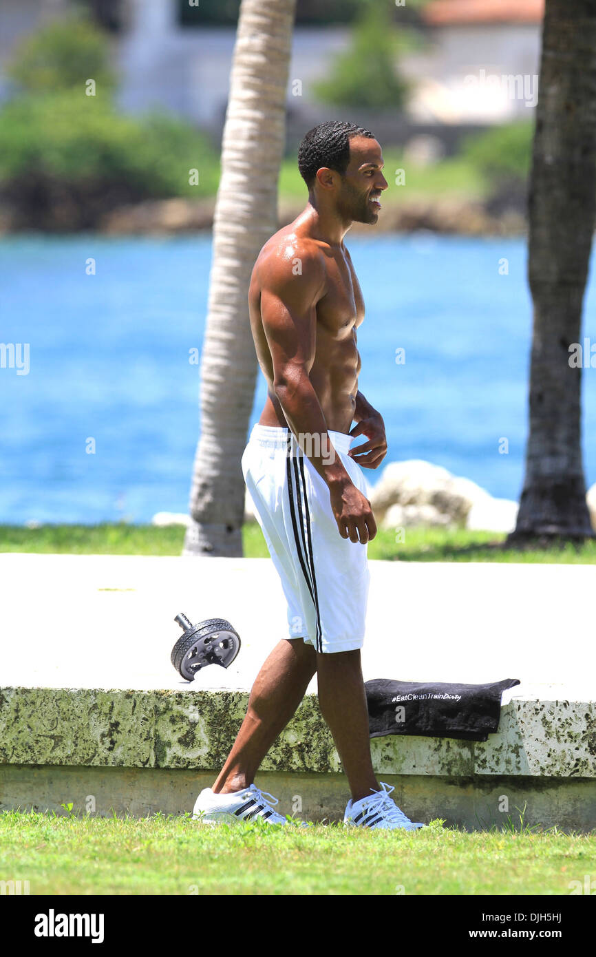 Craig David endures an intense workout on beach in Miami Miami Florida ...