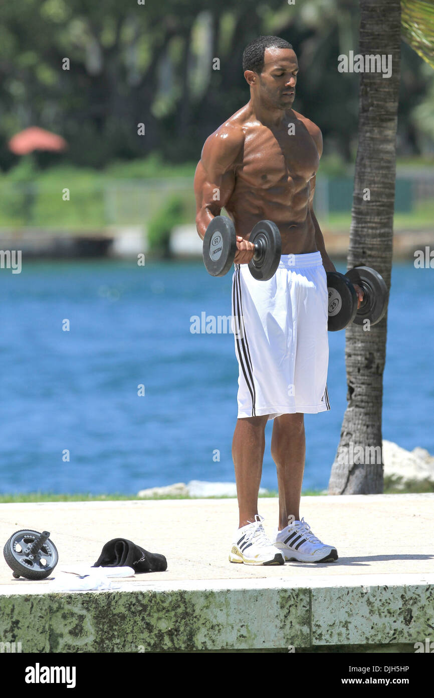 Craig David endures an intense workout on beach in Miami Miami Florida ...