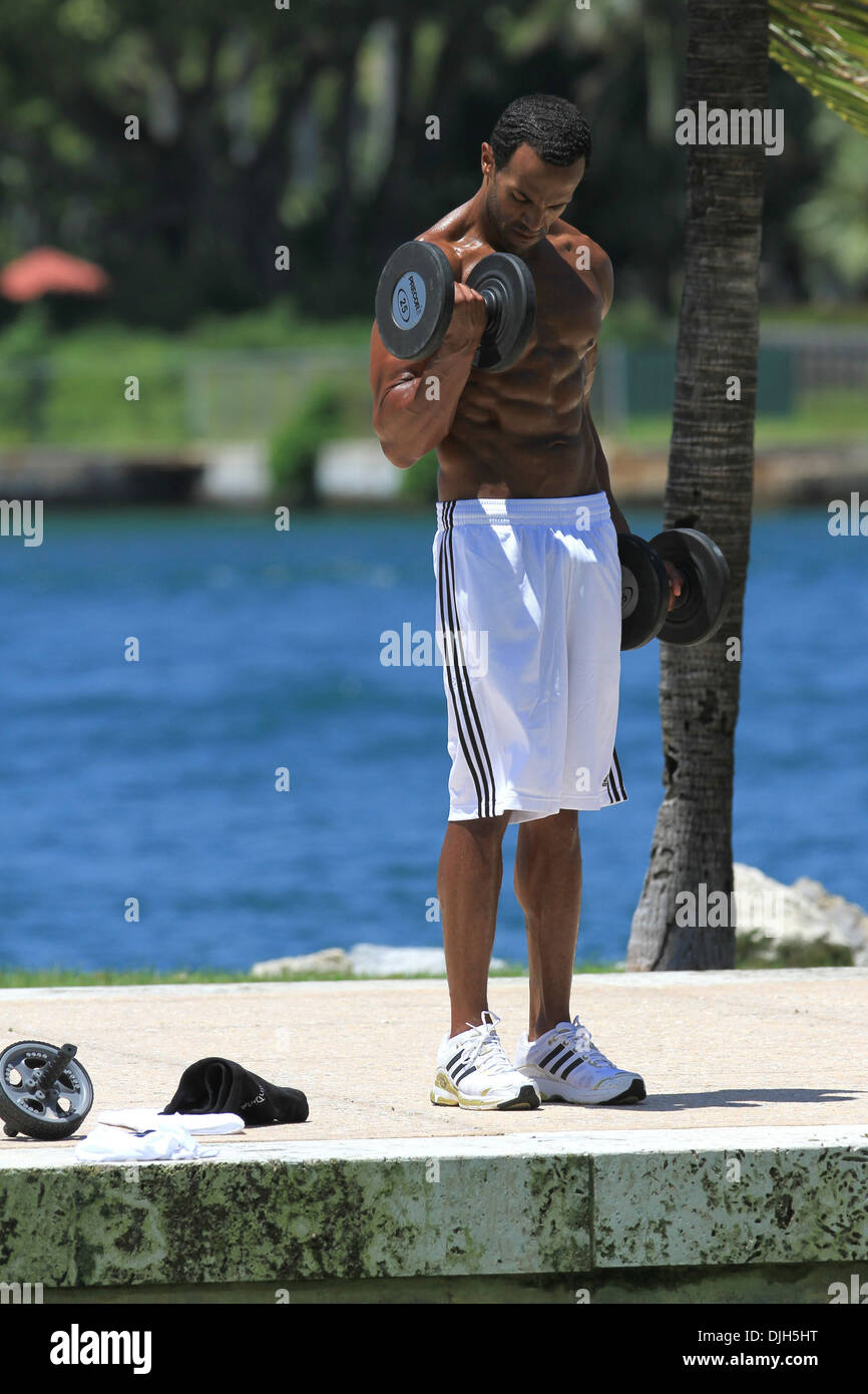 Craig David endures an intense workout on beach in Miami Miami Florida ...
