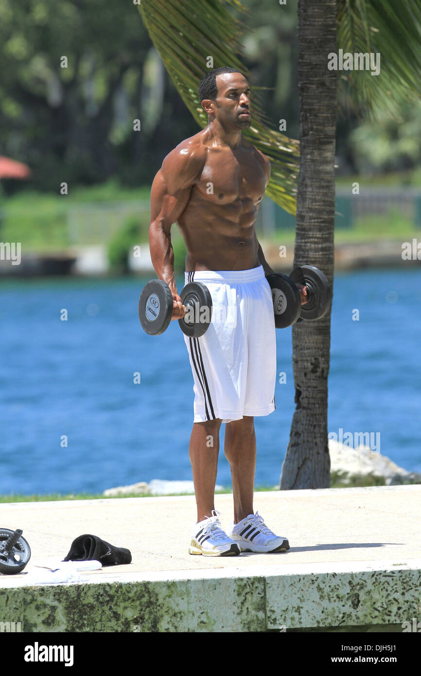 Craig David endures an intense workout on beach in Miami Miami Florida ...