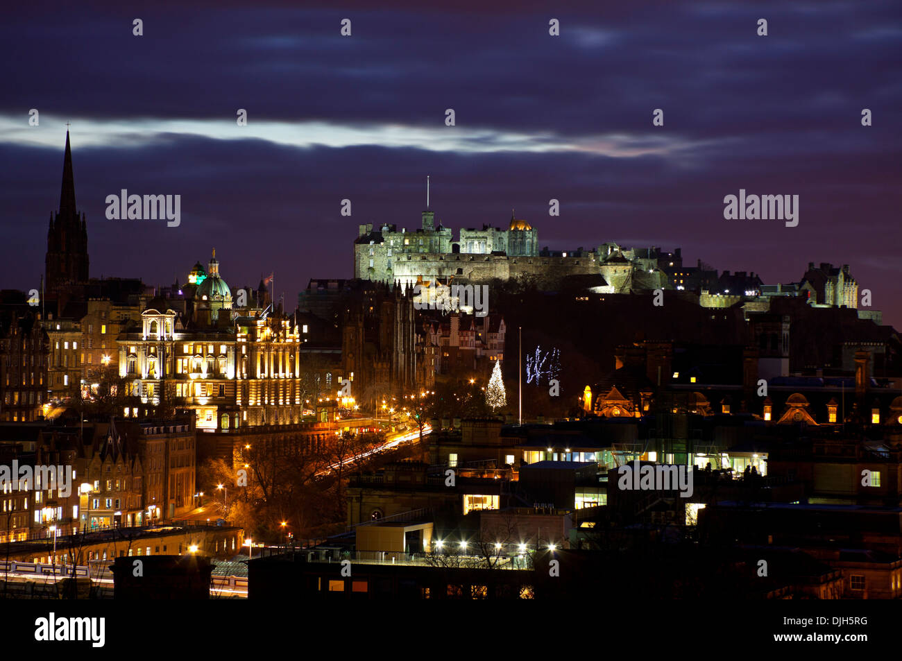 Edinburgh city skyline at dusk, Scotland UK Stock Photo - Alamy