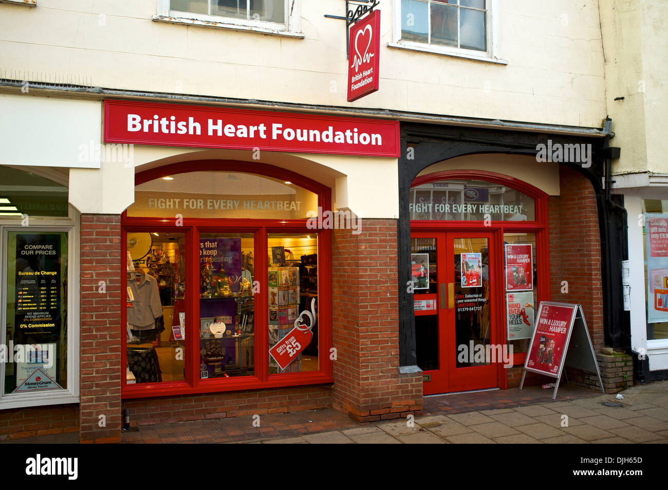 British Heart Foundation Charity shop in Diss High Street Stock Photo ...