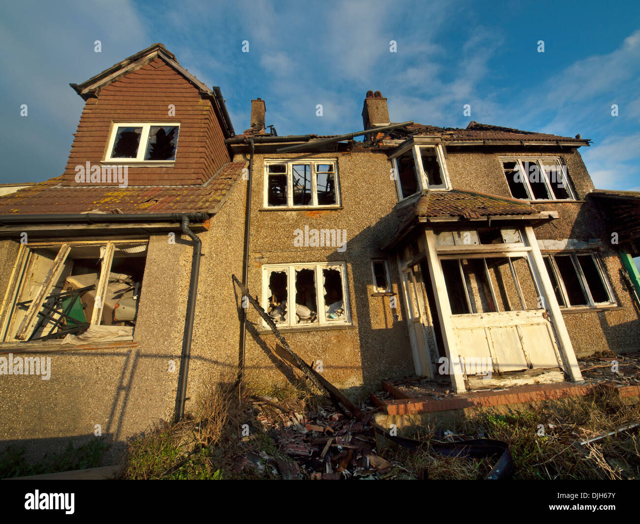 A house on the South Coast seafront that has been seriously damaged by ...
